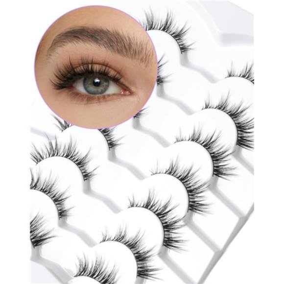 Makeup | Wispy Lashes Natural Flared Eyelashes Soft Fluffy 7 Pairs Sexy ...